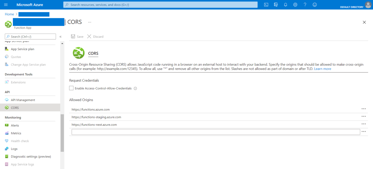 Allowing all Cross-Origin requests – Azure Functions – iotespresso.com