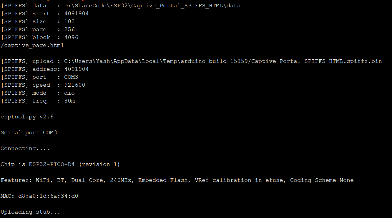 Esp32 Captive Portal Fetching Html From Spiffs