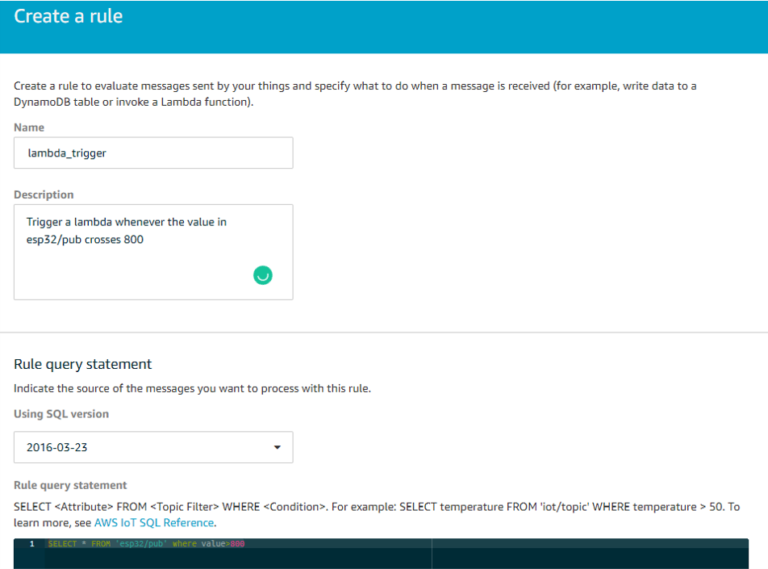 Triggering A Lambda Using Rules In Aws Iot Core